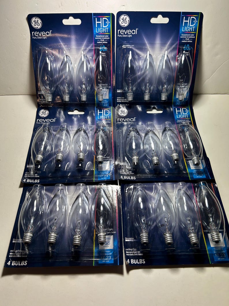 GE 60watt Reveal HD Clear Candelabra Light Bulbs: E12 Decorative BC ...