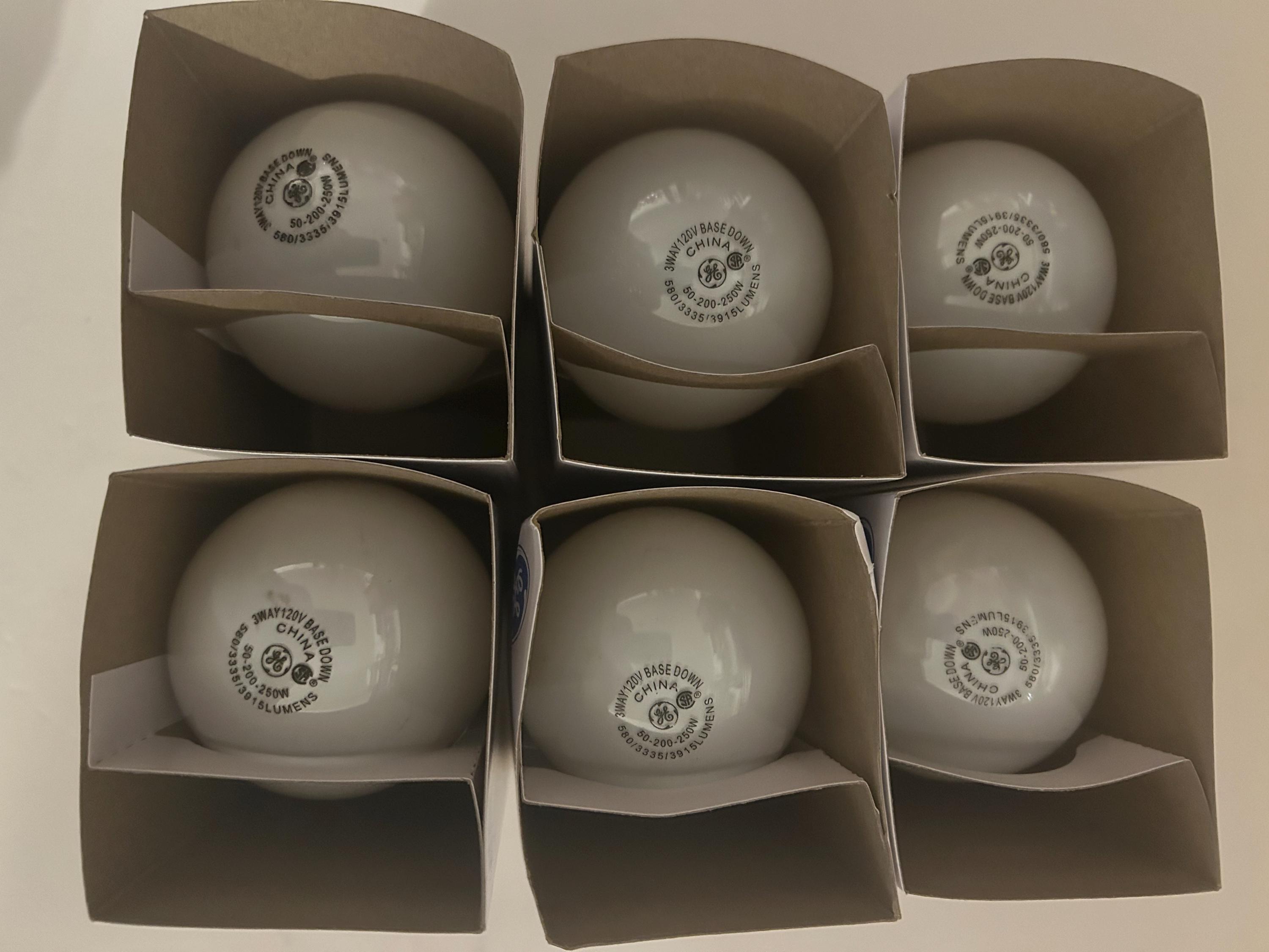 GE 3 Way Soft White Light Bulb 50/200/250w A21 Old Style 6 Packs of ...