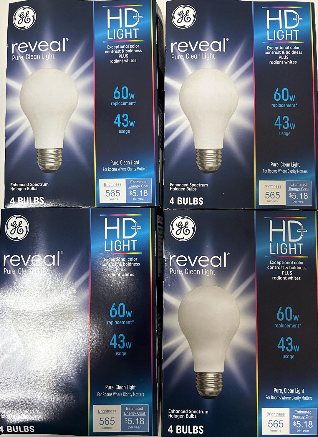 GE 60w Reveal 16 Light Bulbs of 4-pack HD Radiant White - Etsy