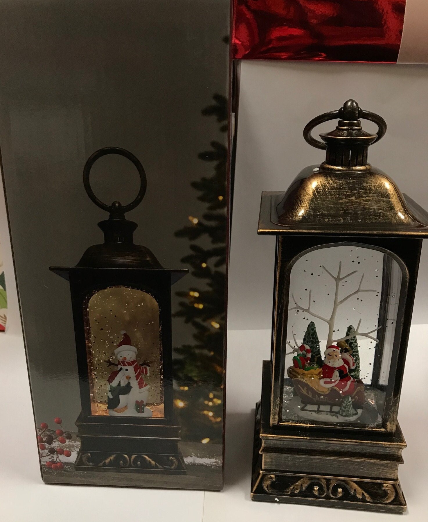 Santa Sleigh Holly Christmas Snow Globe Musical & Led Lighted Water ...