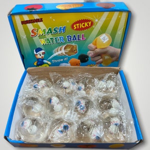 Happy Splat Ball Fun Squeezable Sticky Smash Ball Clear Eyes New 12 Pcs ...