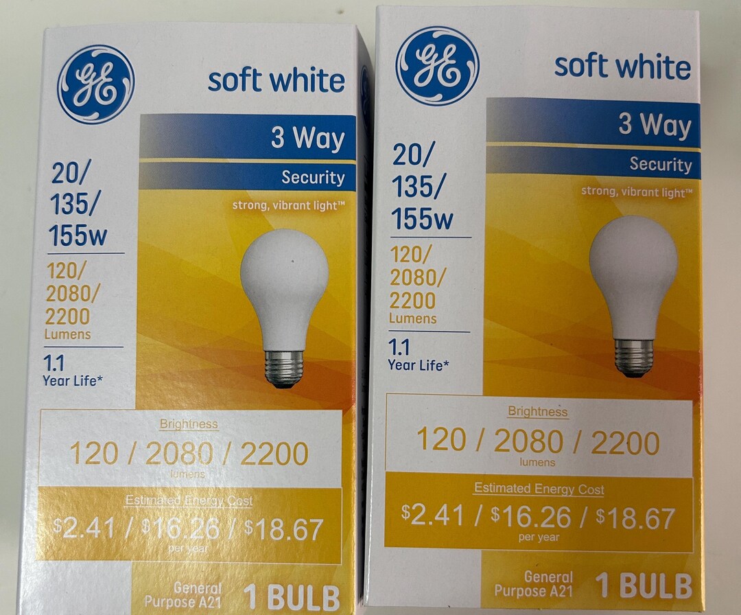GE 3-way Soft White Light Bulb 20/135/155W A21 - 2 Pack - Etsy