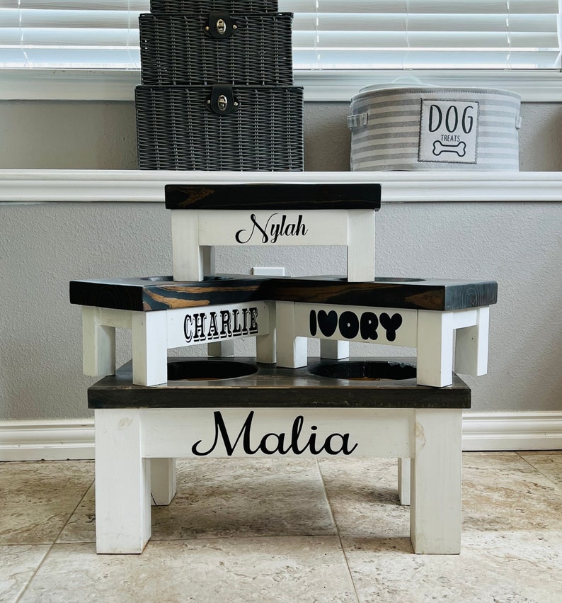 Dog Food Stand Farmhouse Style **custom and Personalized** - Etsy