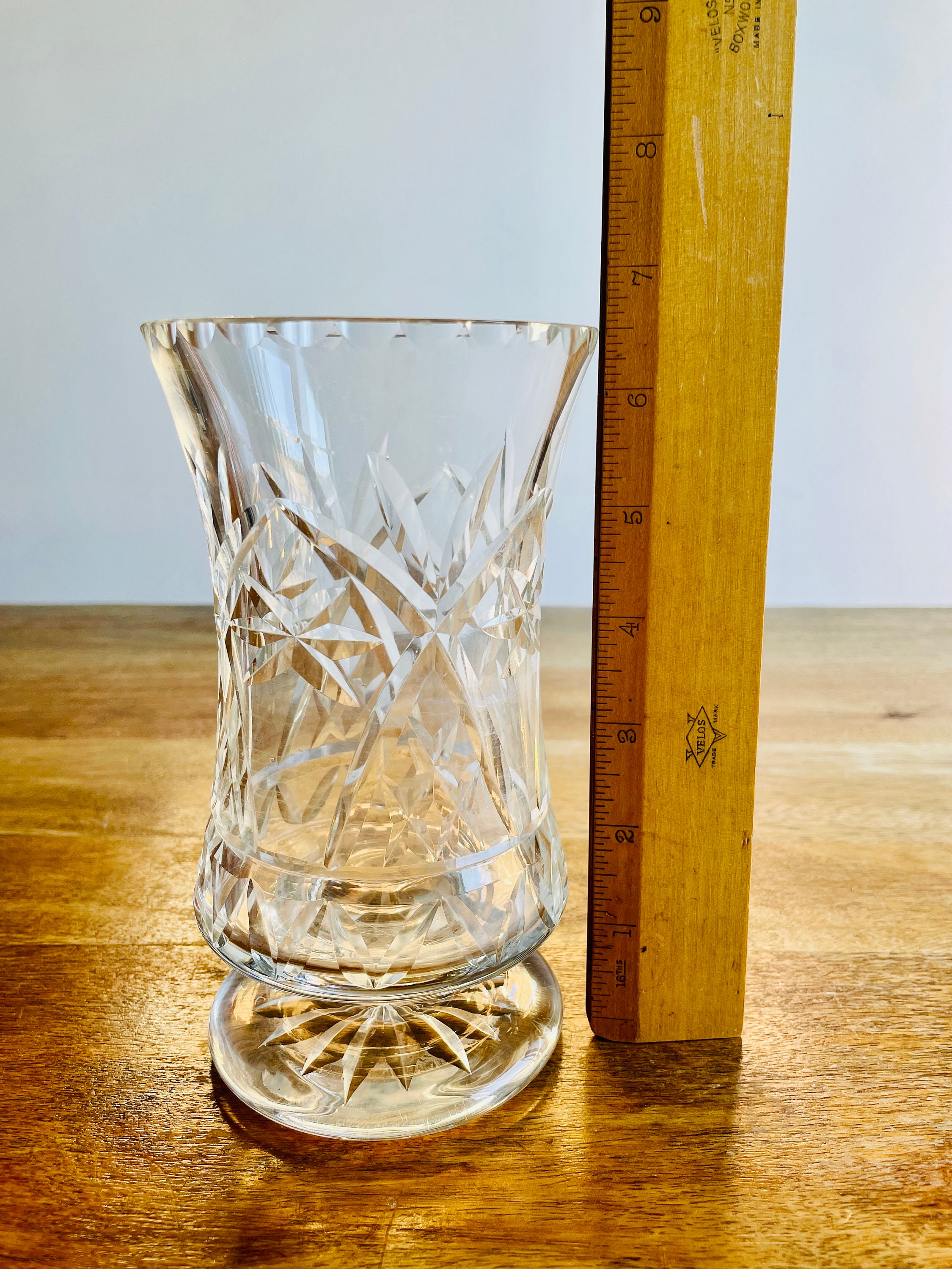Vintage Lead Crystal Footed Vase Heavy Crystal Pedestal Vase - Etsy