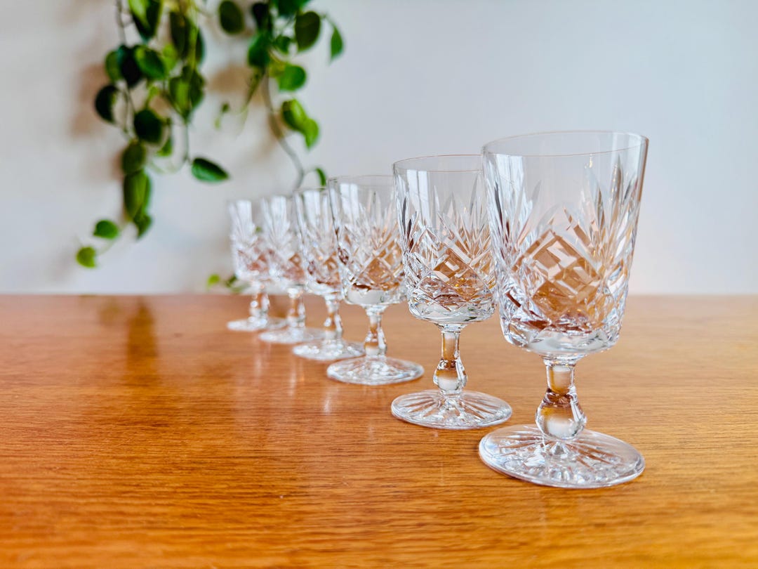 Set of Six Vintage Edinburgh Crystal Oban Pattern Sherry Port Glasses ...