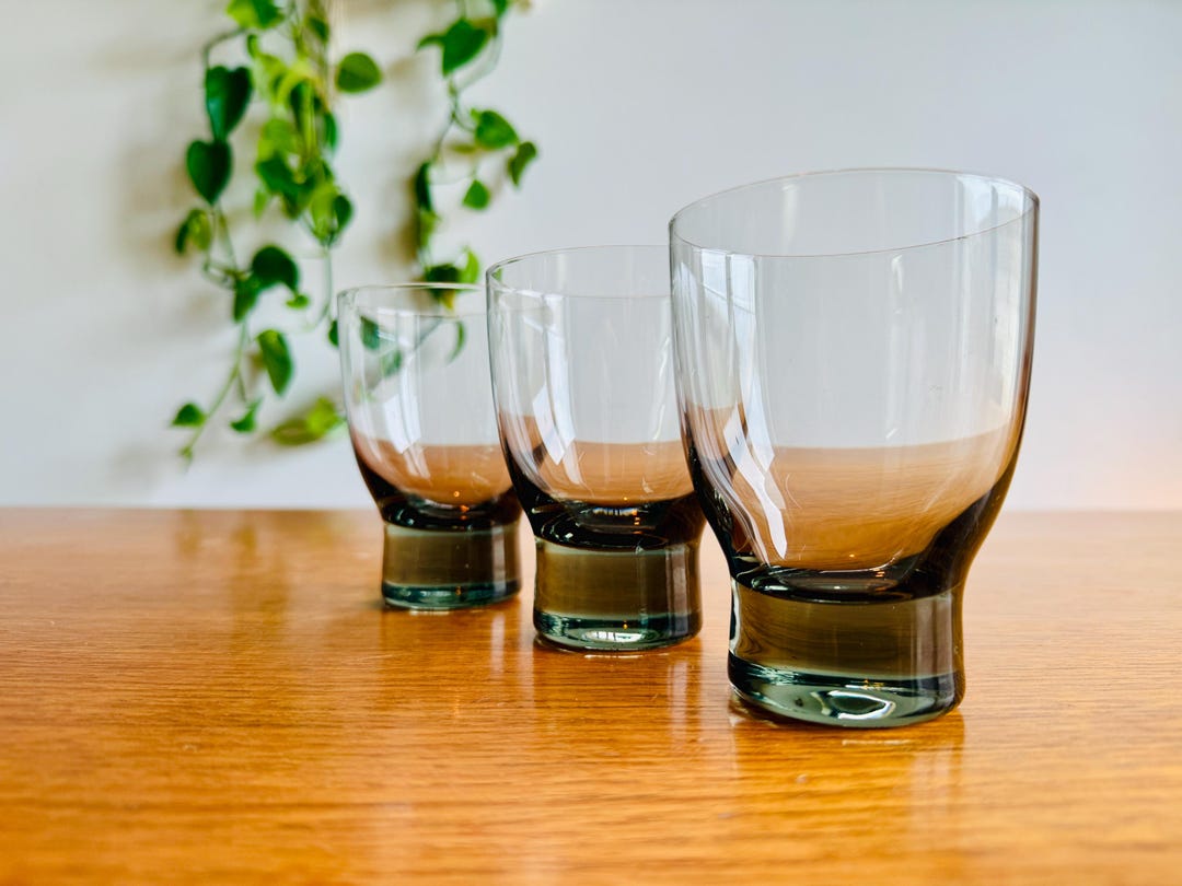 Set of Three Vintage Holmgaard Tumblers, Mid Century Smoked Glass ...