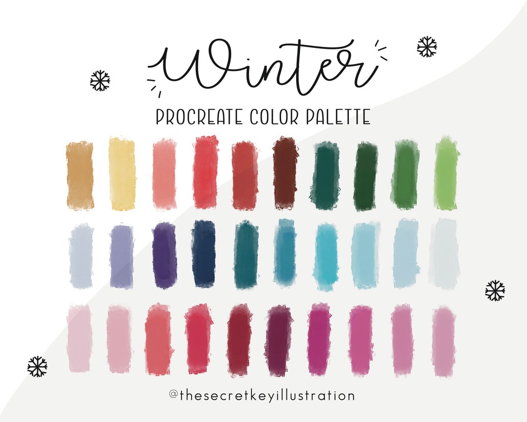 Procreate Swatches, Procreate Color Palette, Winter Paint Color Palette ...
