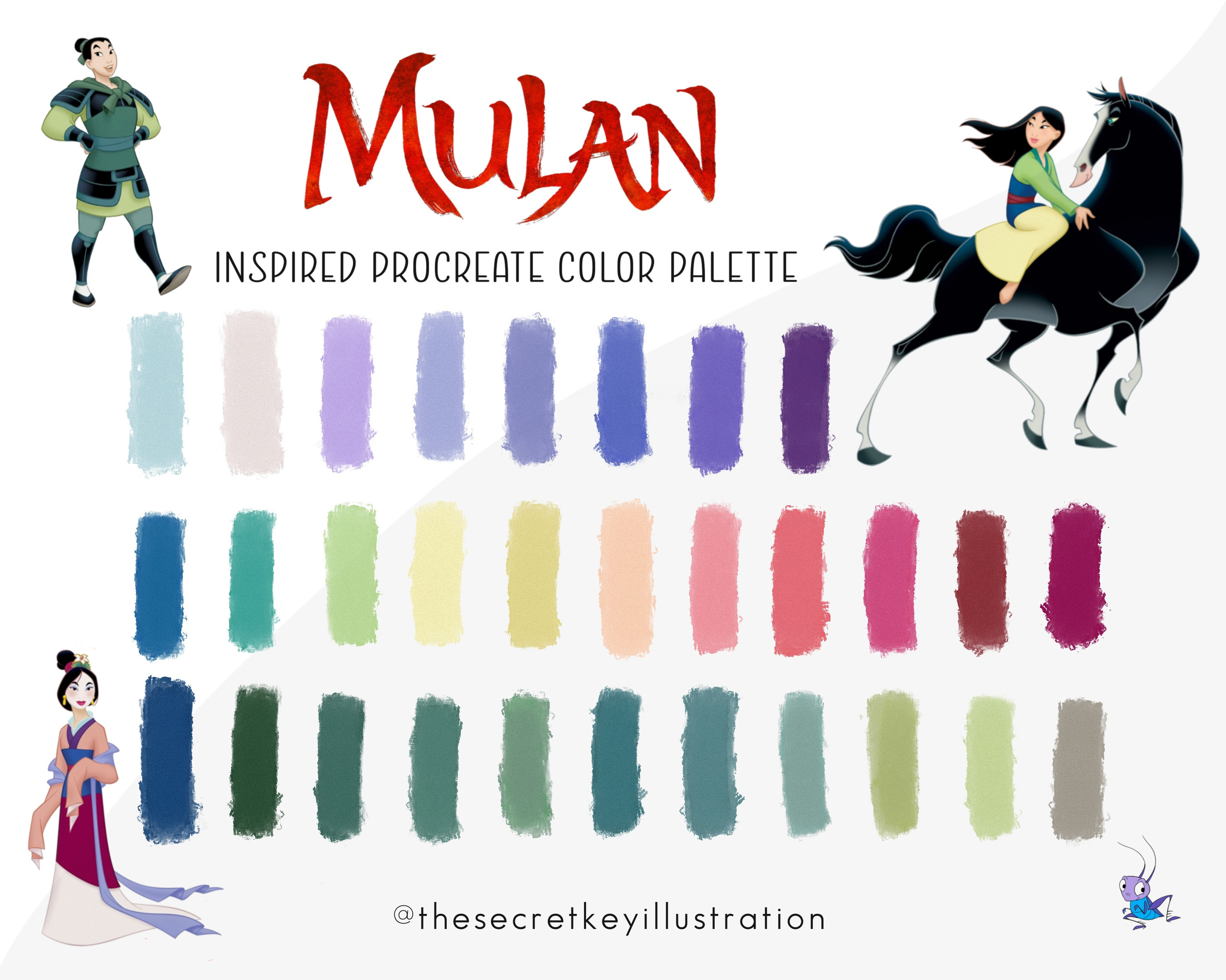 Procreate Color Palette, Mulan Paint Color Palette, Disney Palette ...