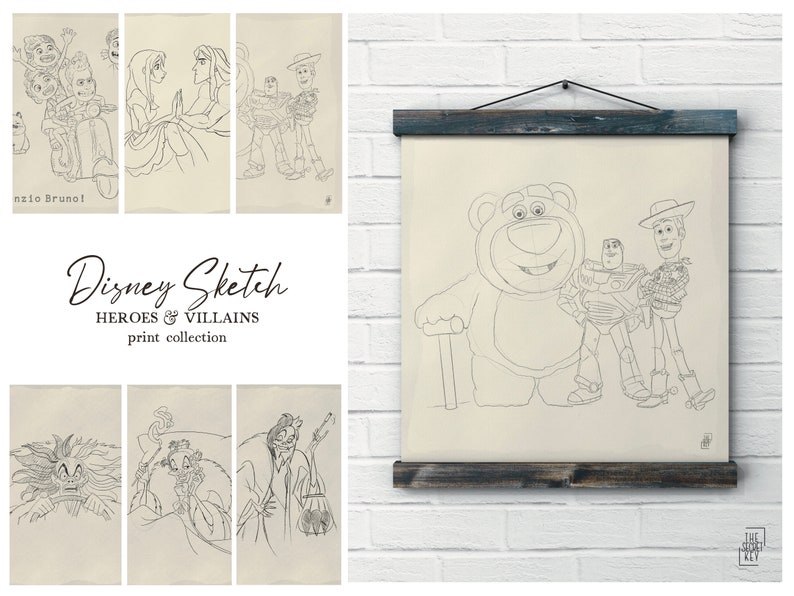 Disney Sketch Drawing - Disney Minimalist Line Art Print -toy Story ...