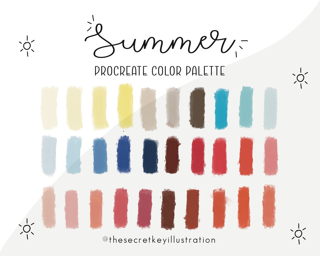 Procreate Swatches, Procreate Color Palette, Summer Paint Color Palette ...