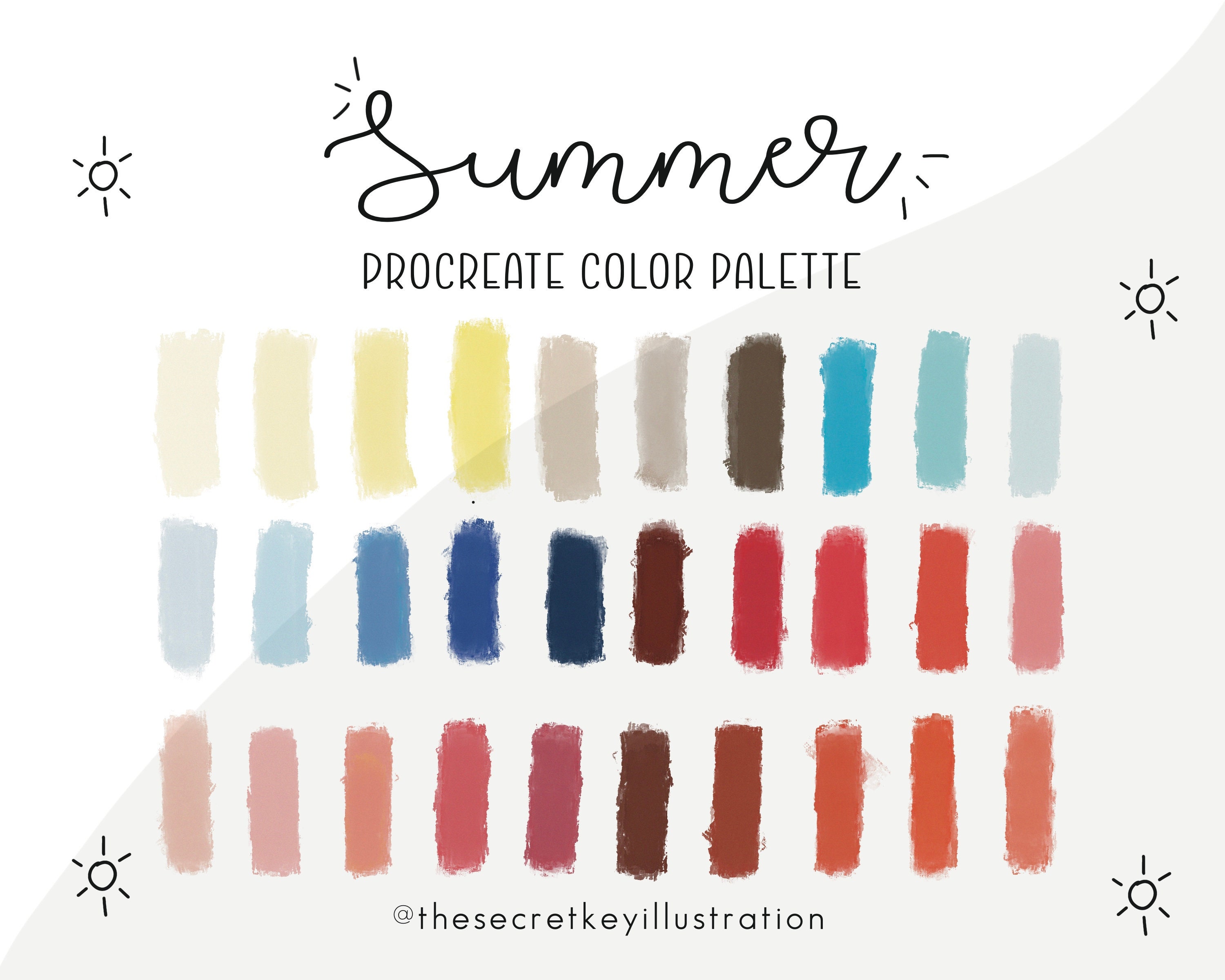 Procreate Swatches, Procreate Color Palette, Summer Paint Color Palette ...