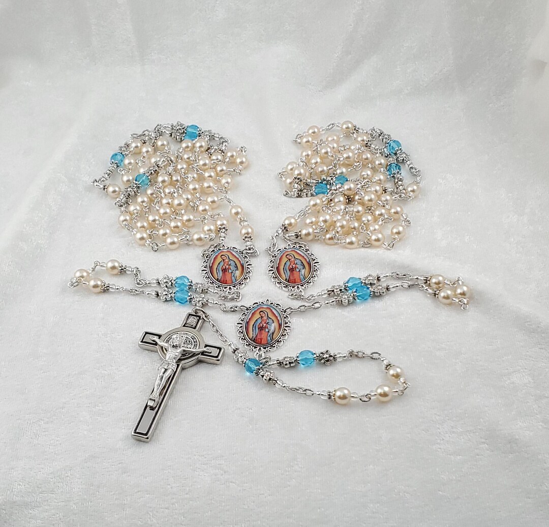 Wedding Lasso Lazo De Boda Ornate Lady Guadalupe Ivory Czech Glass ...