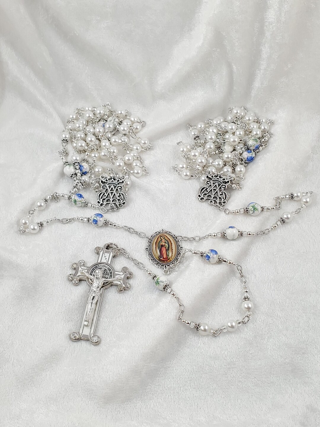 Wedding Lasso Lazo De Boda Ave Maria Ornate Lady Guadalupe White Czech ...