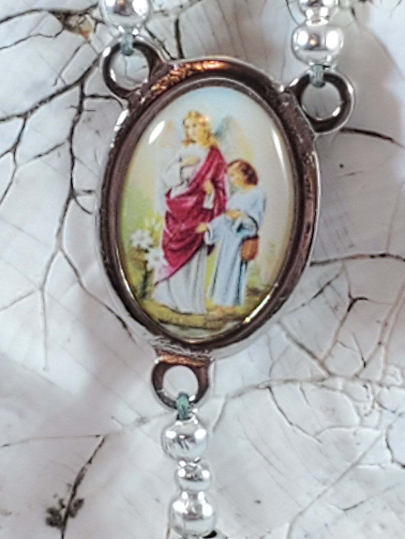 Archangel Raphael Color Center Rosary Siam Red Czech Fire | Etsy