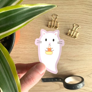 Cat Ghost Sticker, Halloween Stickers, Ghost Stickers, Cat Stickers ...