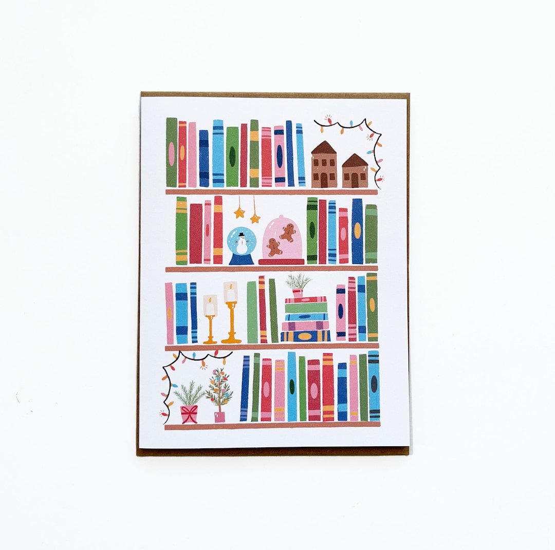 Holiday Library Card, Cozy Cards, Book Lover Card, Book Gifts, Book ...