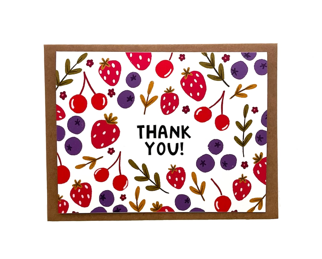 Berry Thank You Cards, Appreciation Cards, Botanical Thank You, Summer ...