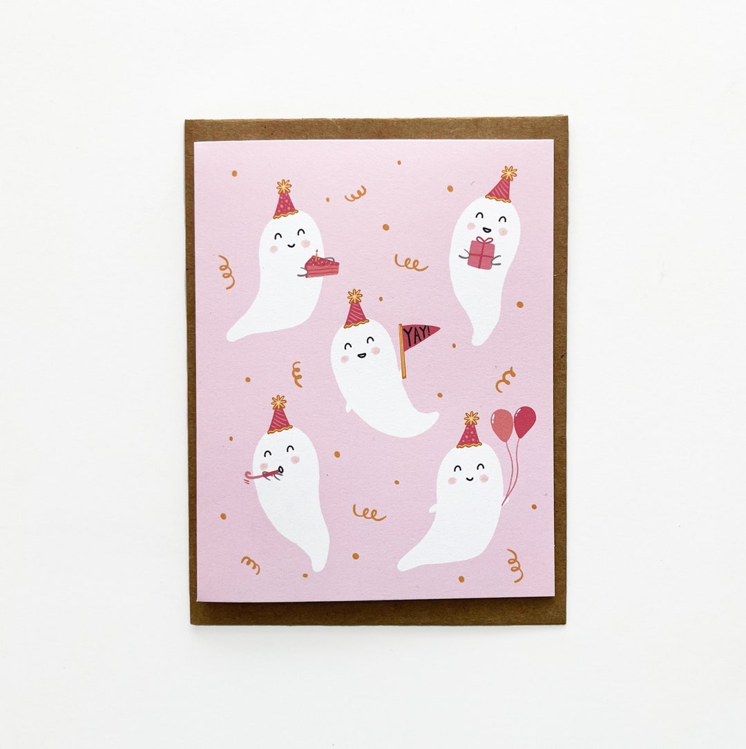 Ghost Birthday Card, Spooky Cards, Cute Ghost Cards, Celebration Cards ...