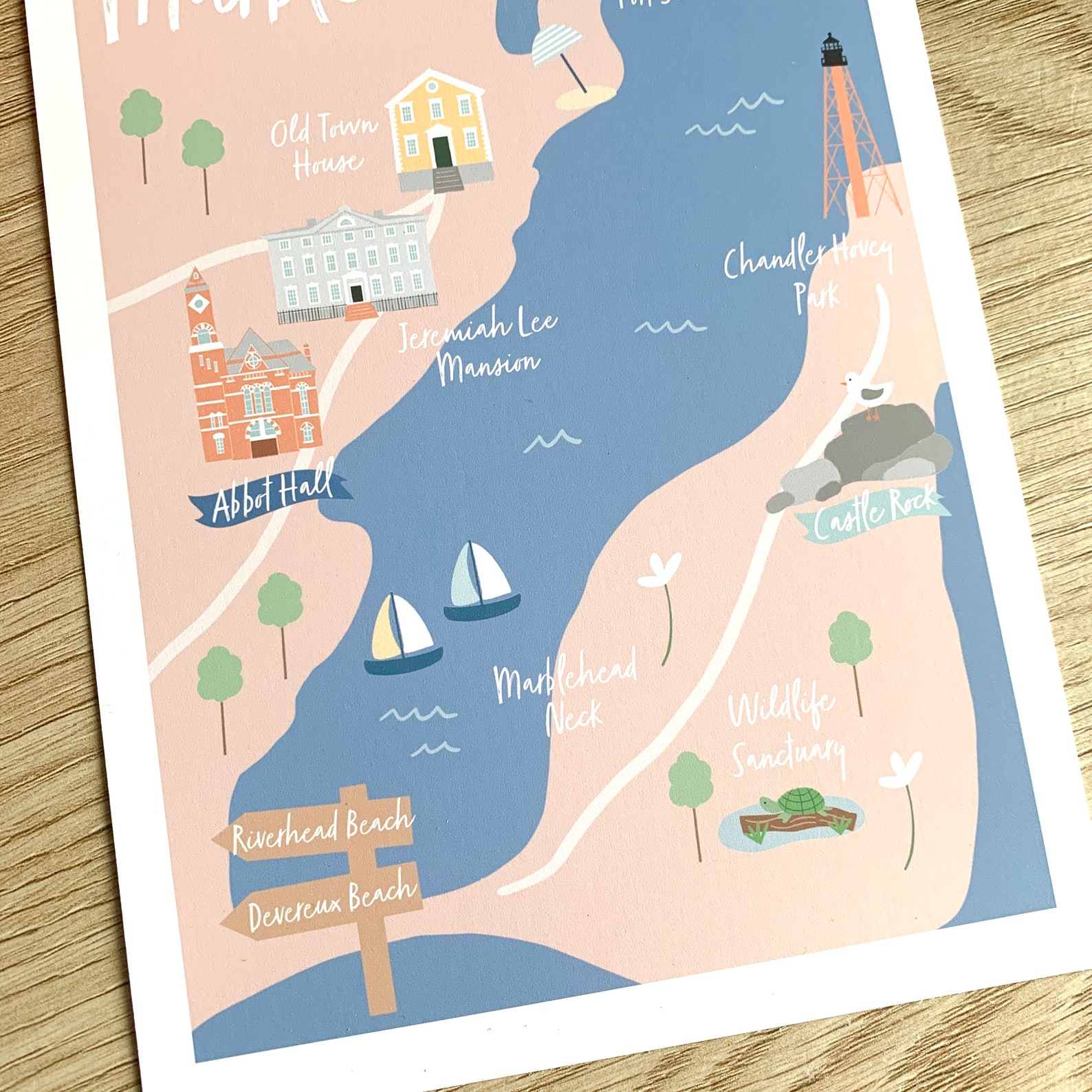 Marblehead MA Map, Marblehead Map, Marblehead Art, New England Art ...