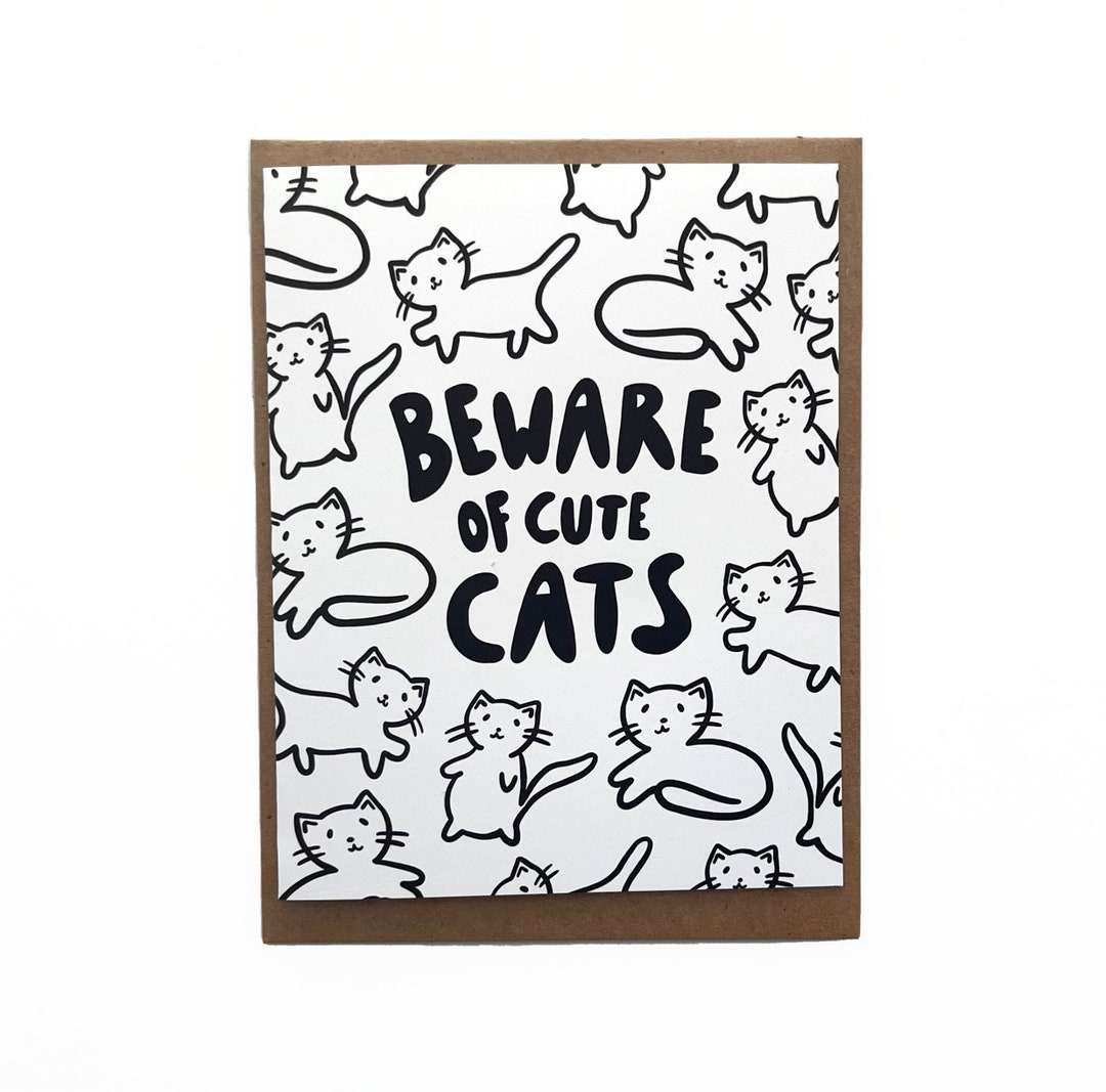 Beware of Cute Cats Card, Funny Cat Cards, Cat Owner Card, Cat Gifts ...