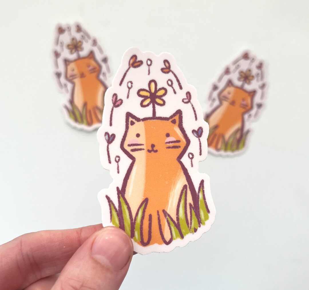 Cat Flower Sprout Sticker, Cute Cat Stickers, Gardening and Cats, Cat ...