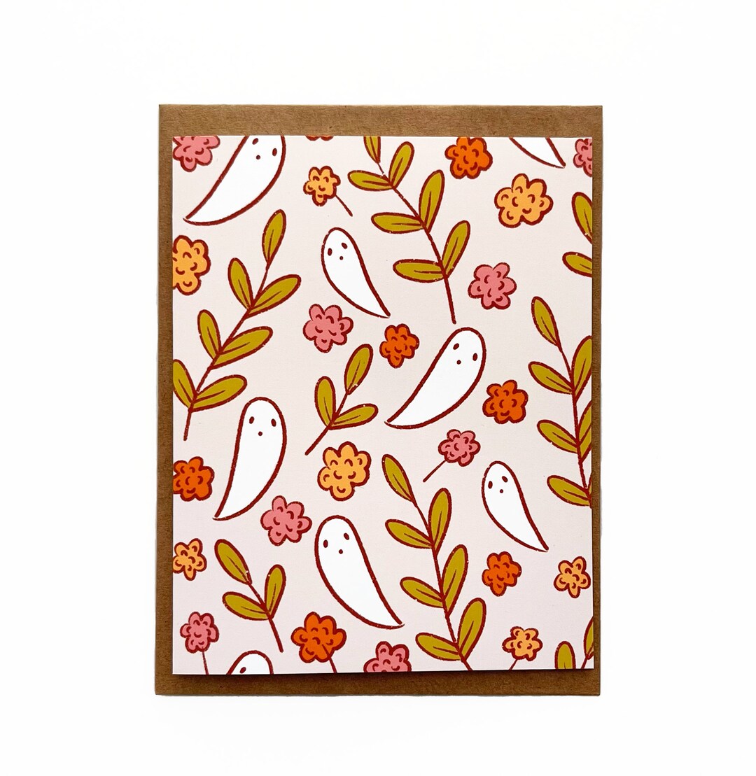 Floral Ghost Card, Cute Ghost Cards, Everyday Cards, Friend Birthday ...