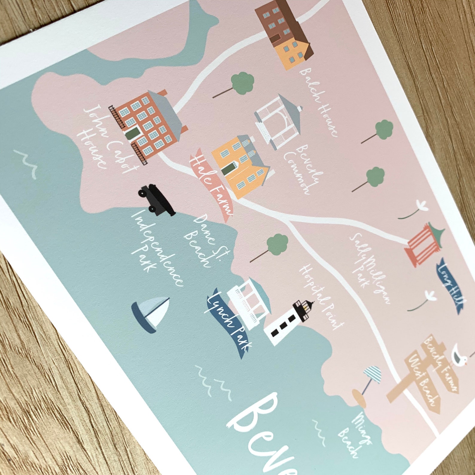 Beverly Massachusetts Map Beverly MA North Shore City Maps | Etsy