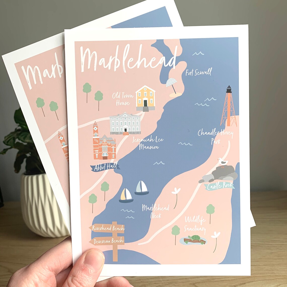 Marblehead MA Map, Marblehead Map, Marblehead Art, New England Art ...