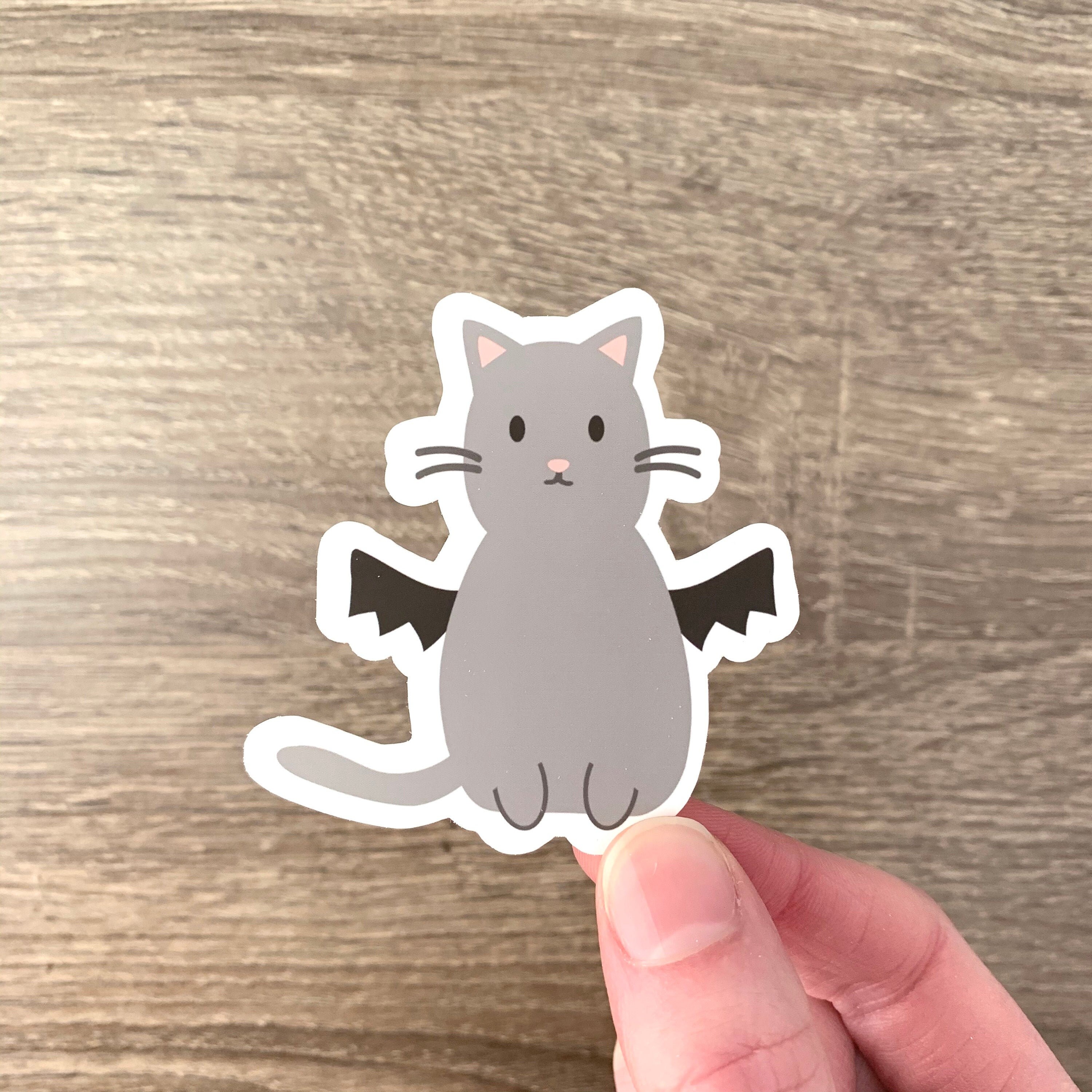 Cat Bat Sticker Halloween Stickers Cat Stickers Halloween | Etsy