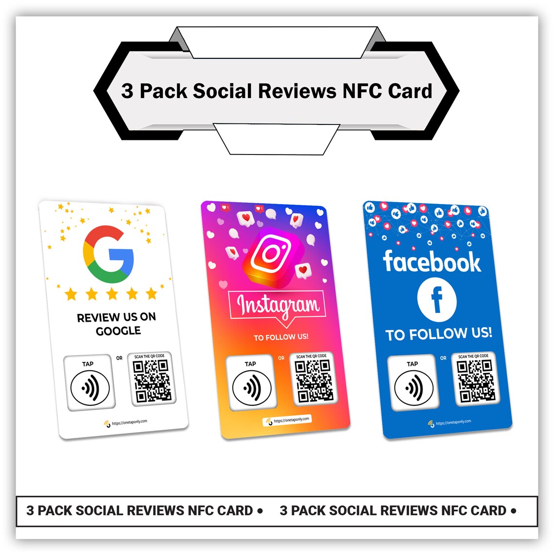 3 Pack Social Media NFC Cards: Google, Facebook, Instagram - Etsy