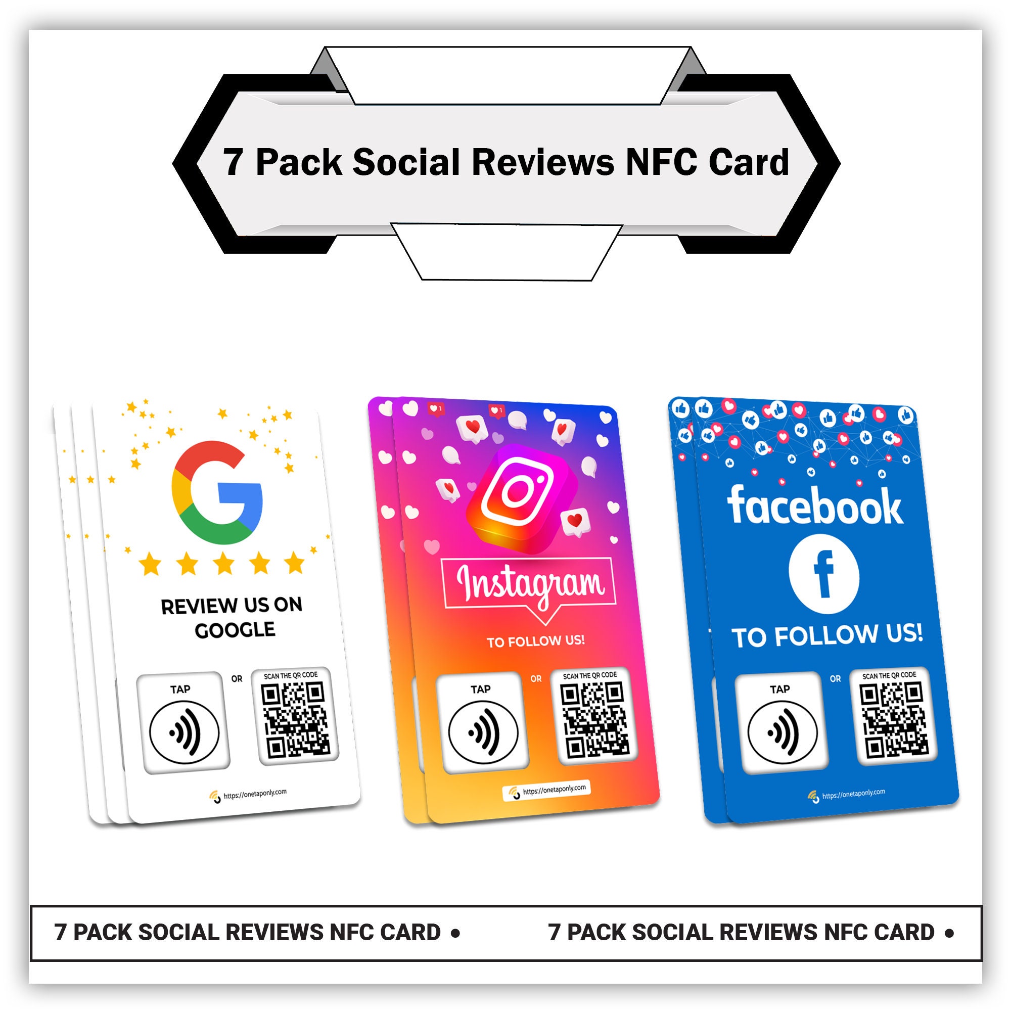 7 Pack Social Reviews NFC Card | NFC Google Reviews Cards | NFC ...