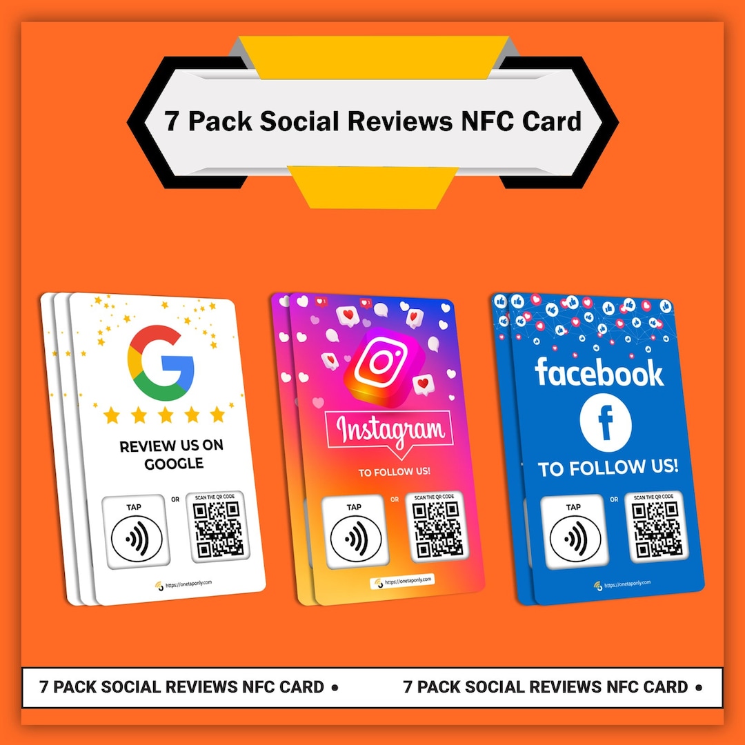 7 Pack Social Reviews NFC Card NFC Google Reviews Cards NFC Facebook ...