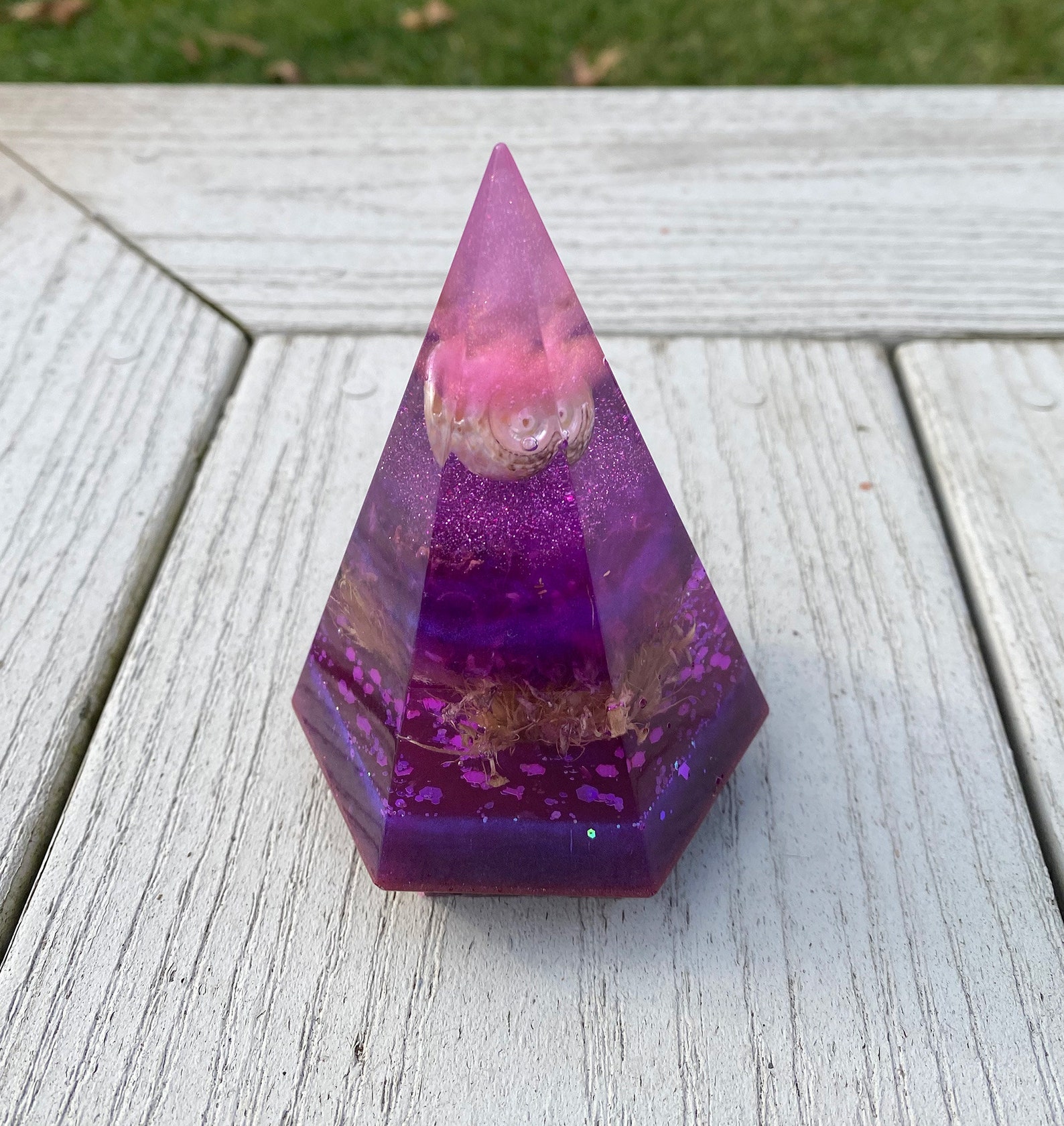 Real Wildflowers and Seashell in Resin Prism Room Decor, Pretty ...