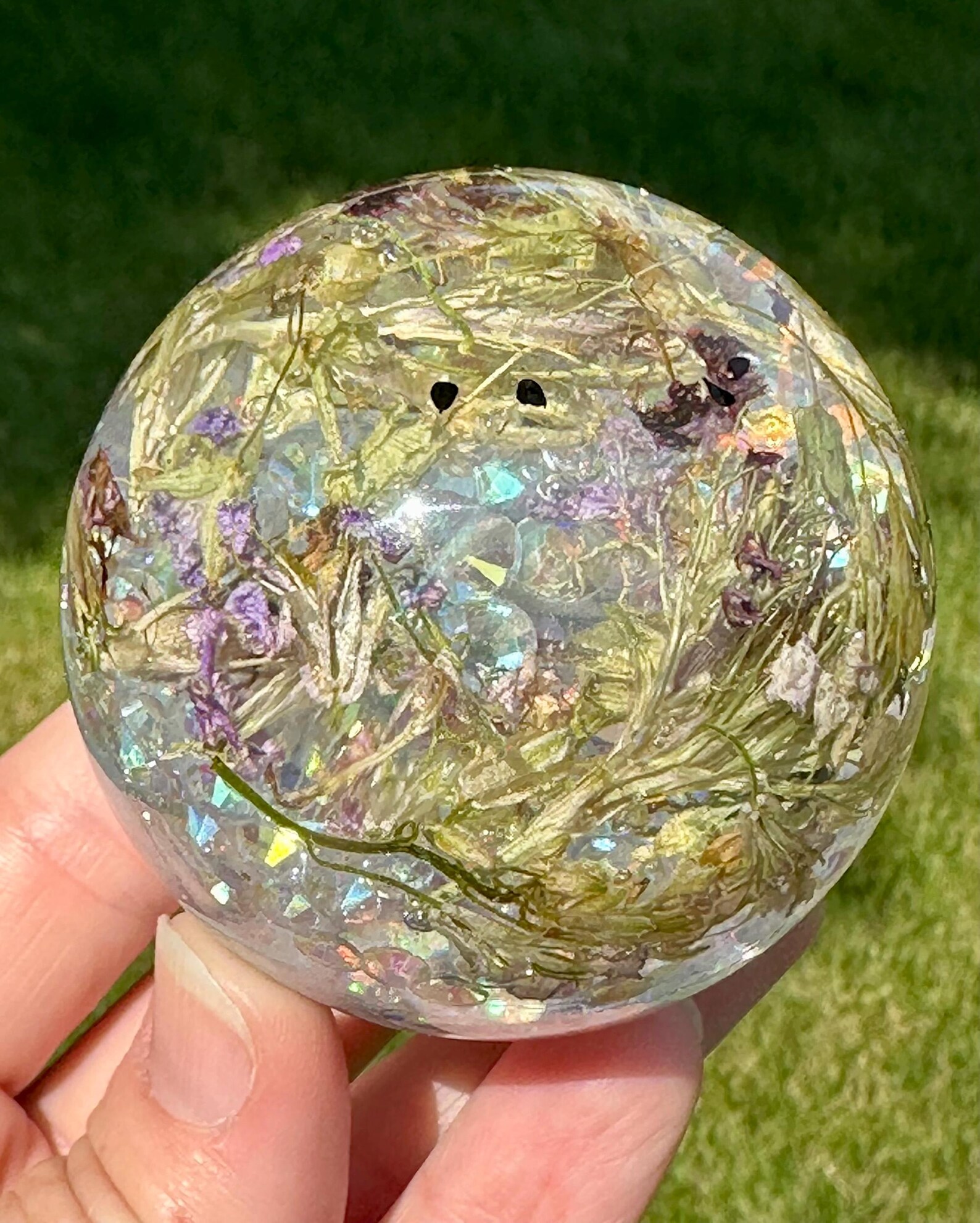 Handmade Resin Sphere Crystal Display Desk Decoration Home Accent Light ...