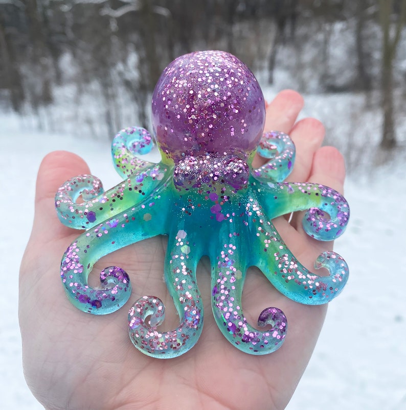 Glitter Octopus, Underwater World, Sea Life, Epoxy Sea Creature, Ocean ...