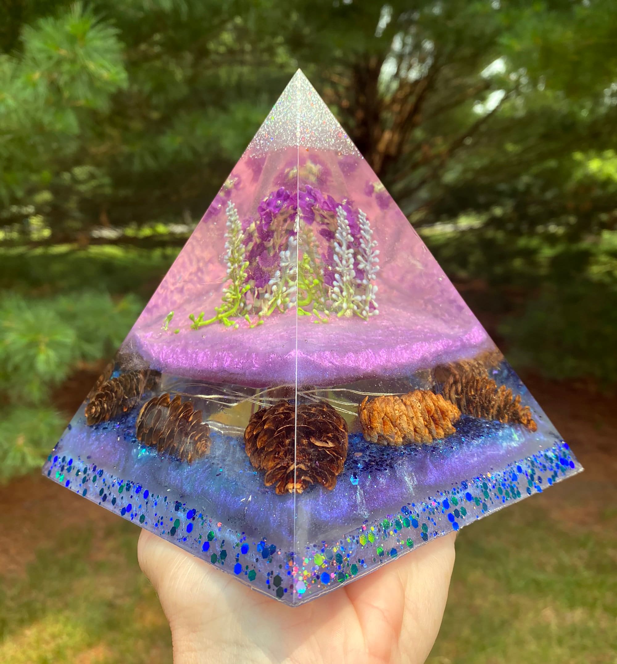 Giant Light up Pyramid With Artificial Flowers Real Pine Cones - Etsy