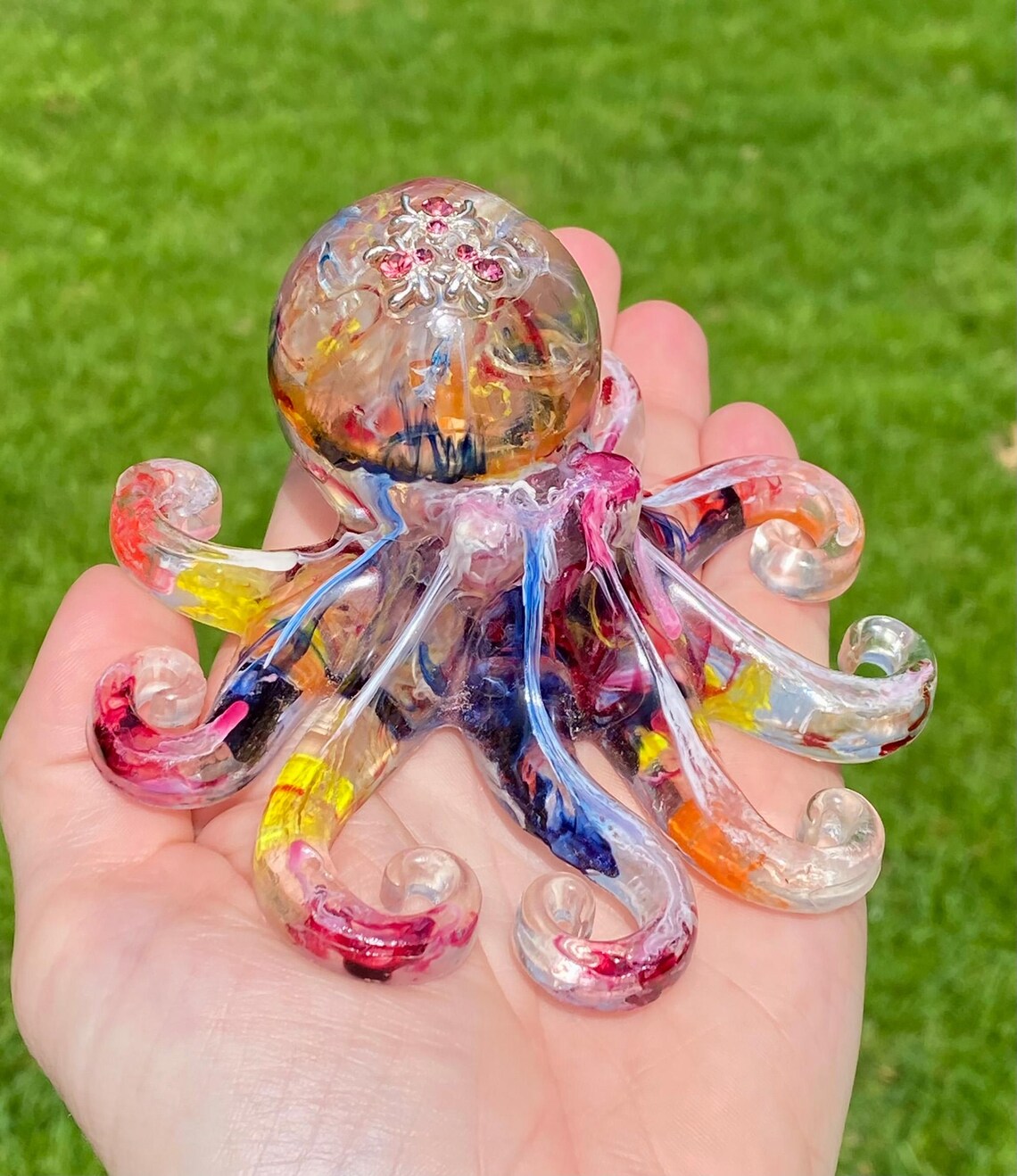 Ink Drop Octopus With Rhinestone Spiders - Etsy