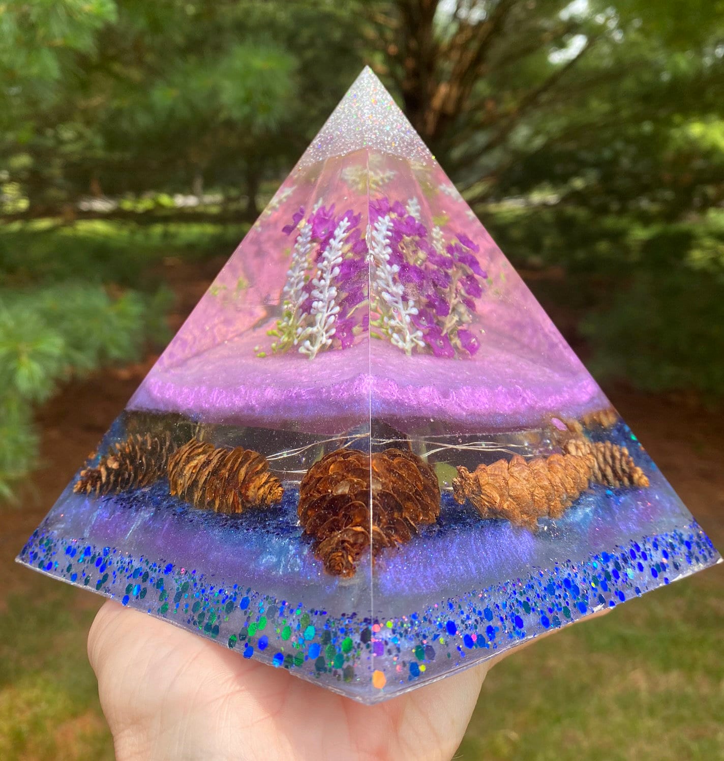 Giant Light up Pyramid With Artificial Flowers Real Pine Cones - Etsy