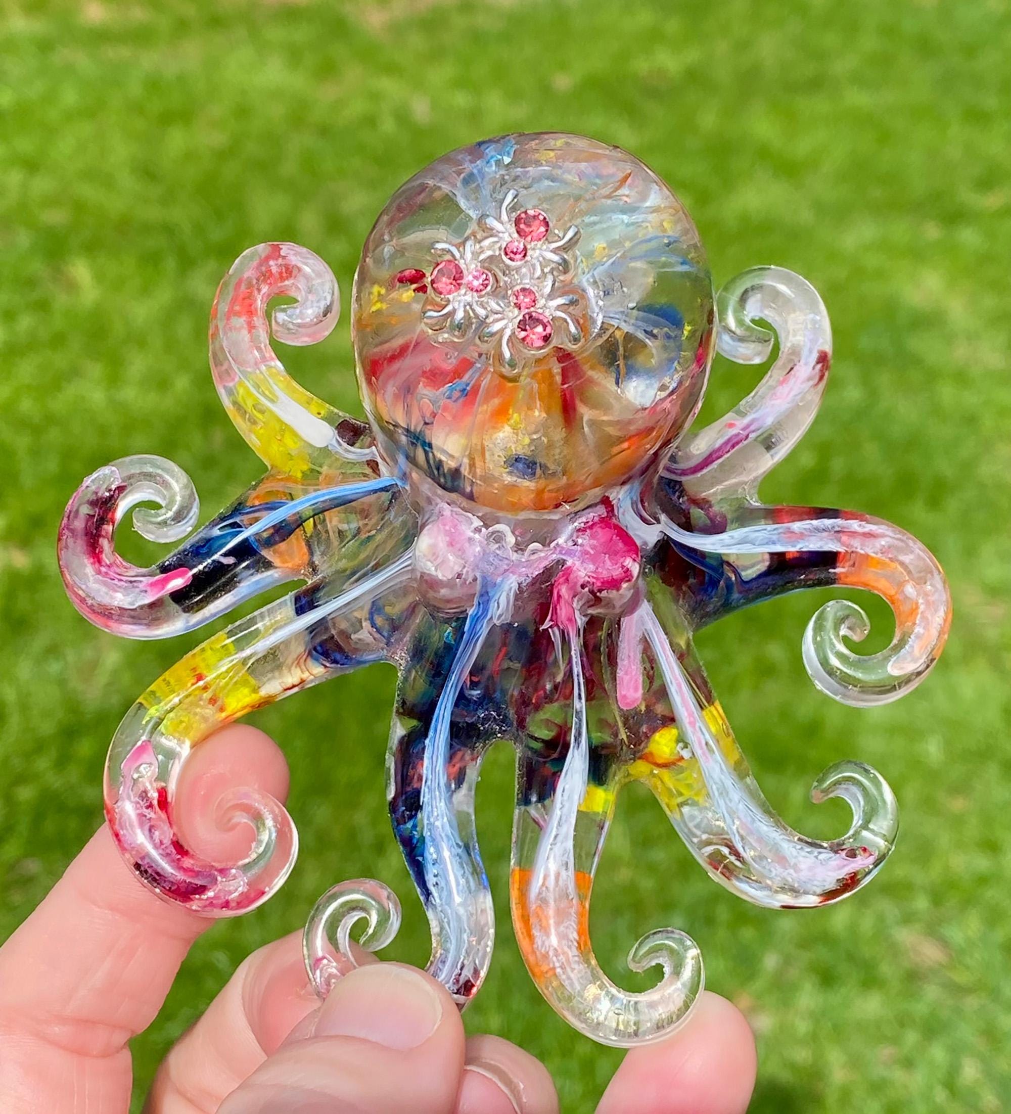 Ink Drop Octopus With Rhinestone Spiders - Etsy