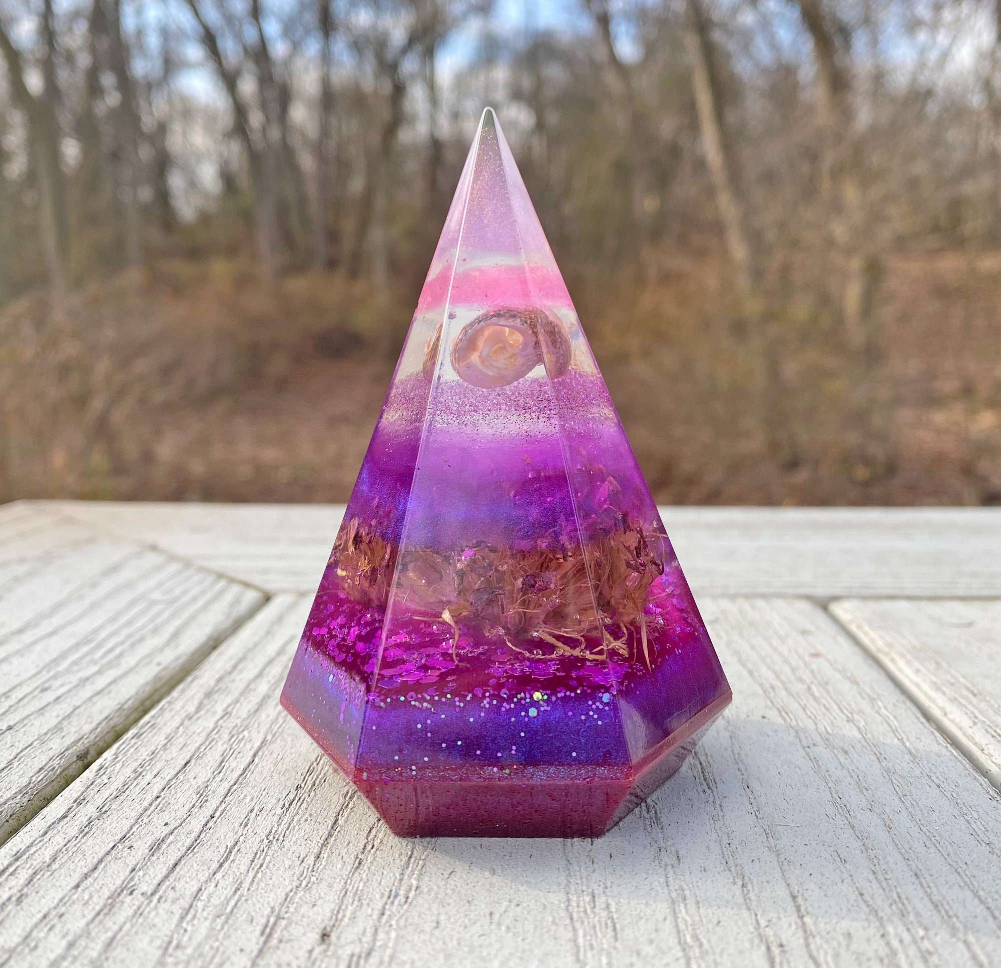 Real Wildflowers and Seashell in Resin Prism Room Decor, Pretty ...