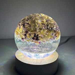 Handmade Resin Sphere Crystal Display Desk Decoration Home Accent Light ...