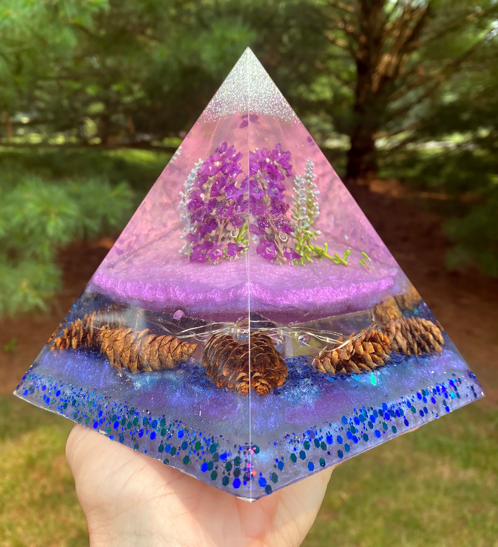 Giant Light up Pyramid With Artificial Flowers Real Pine Cones - Etsy
