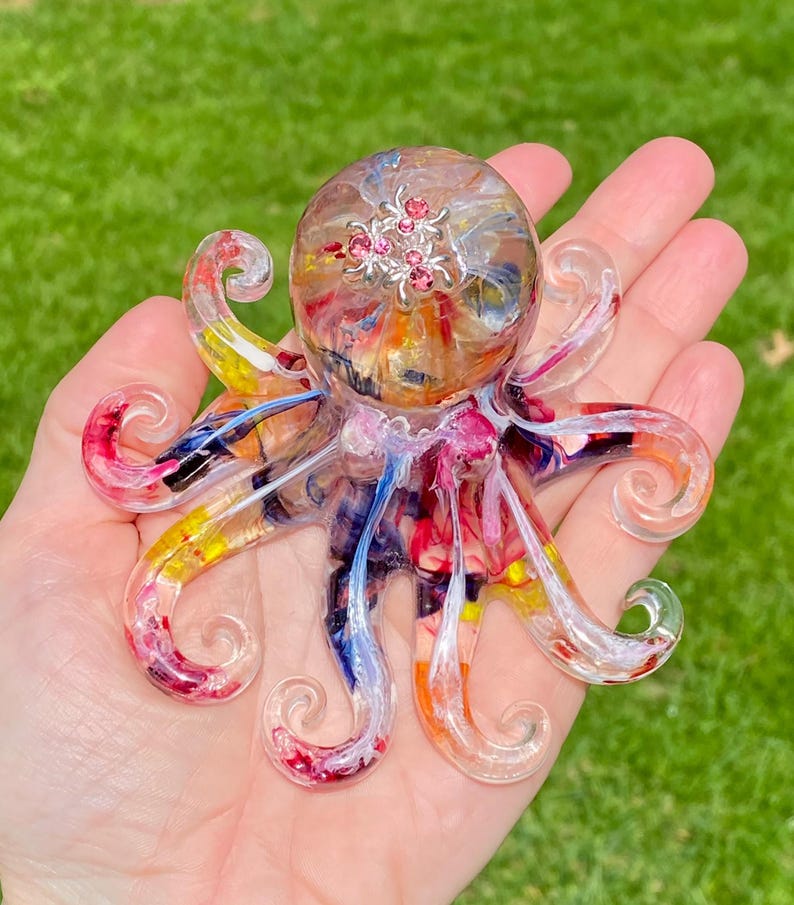 Ink Drop Octopus With Rhinestone Spiders - Etsy
