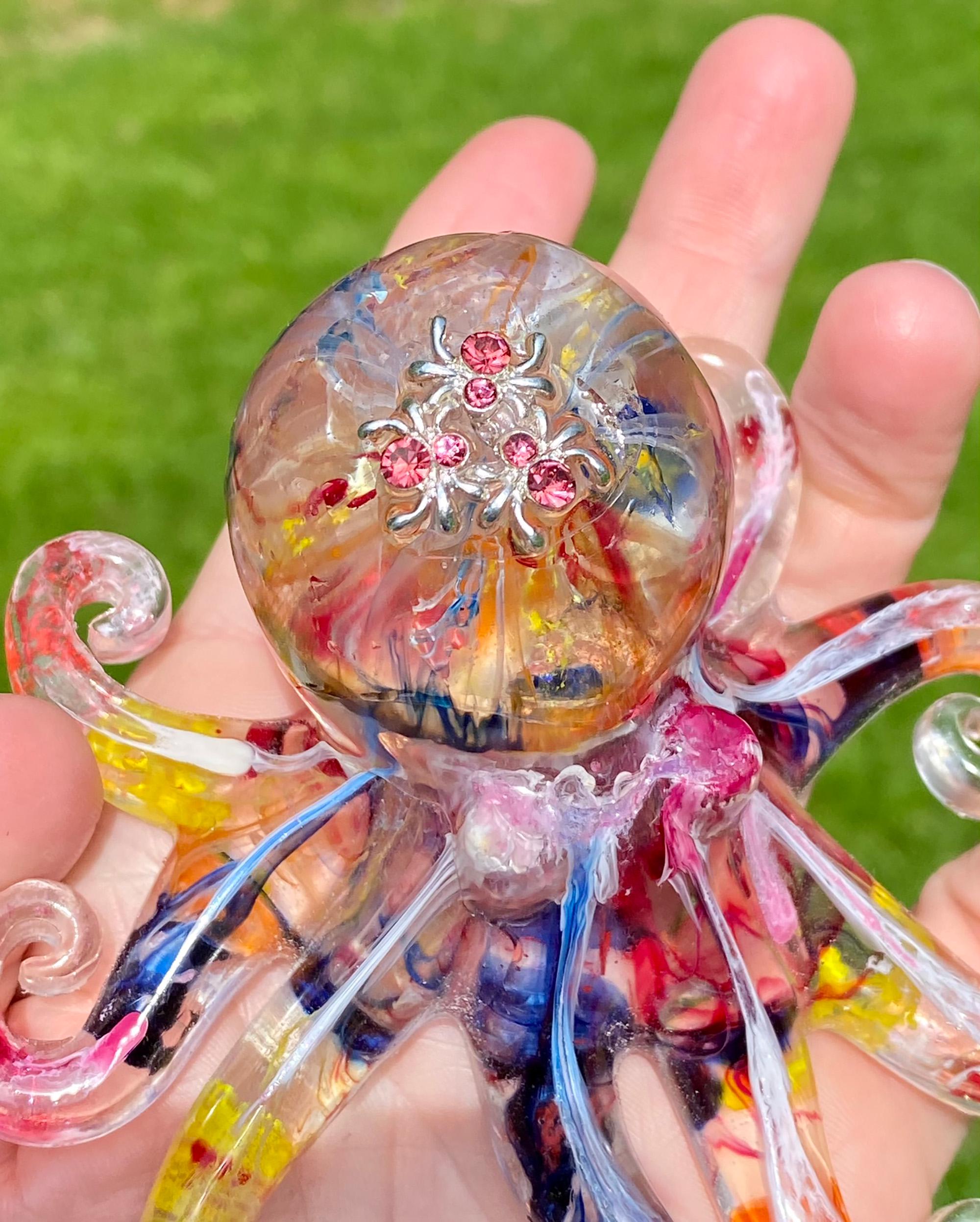 Ink Drop Octopus With Rhinestone Spiders - Etsy