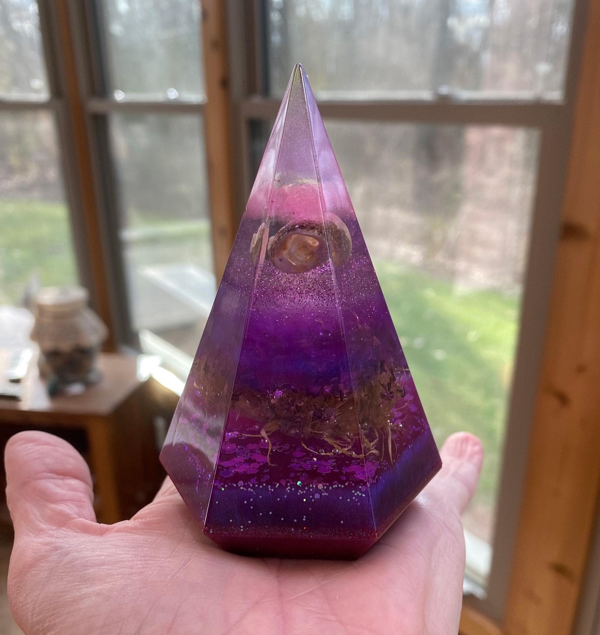 Real Wildflowers and Seashell in Resin Prism Room Decor, Pretty ...