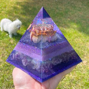 Giant Purple Resin Pyramid With Real Dried Rose and Amethyst - Etsy