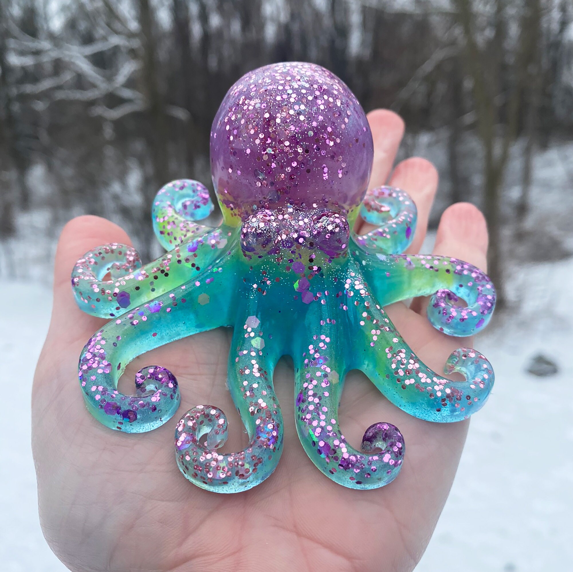 Glitter Octopus, Underwater World, Sea Life, Epoxy Sea Creature, Ocean ...
