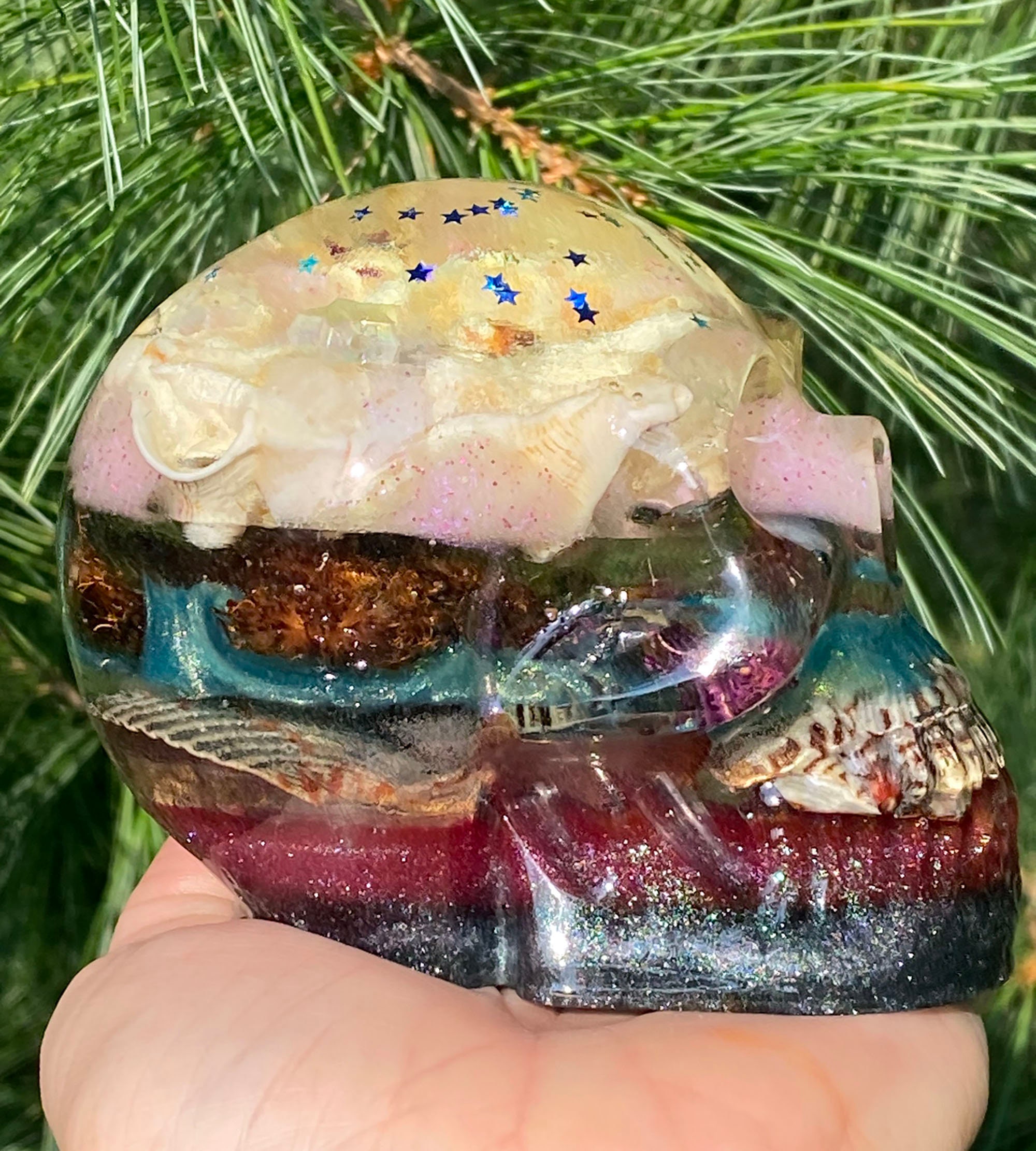 Glow in the Dark Skull With Seashells, Wildflowers and Stars - Etsy