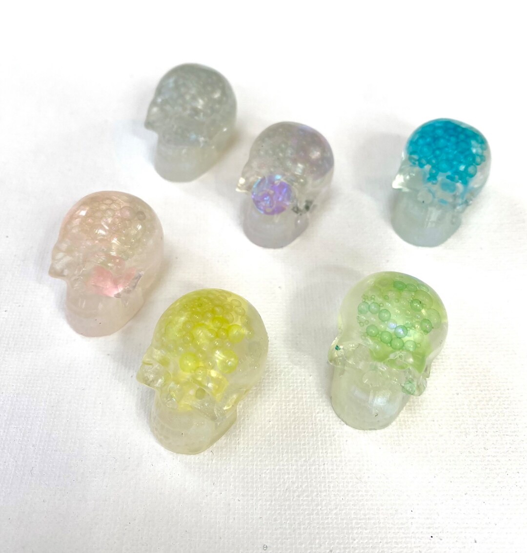 Pastel Rainbow Skulls, 6 Mini Skulls, Skull Game Pieces, One of a Kind ...