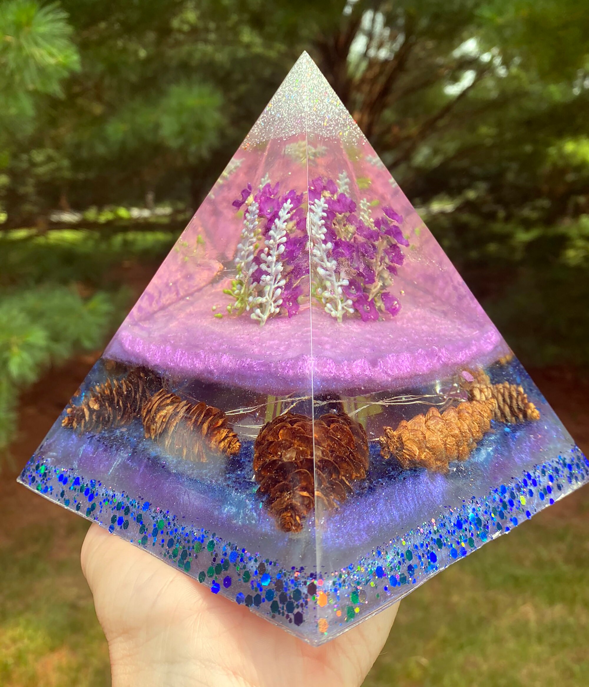 Giant Light up Pyramid With Artificial Flowers Real Pine Cones - Etsy